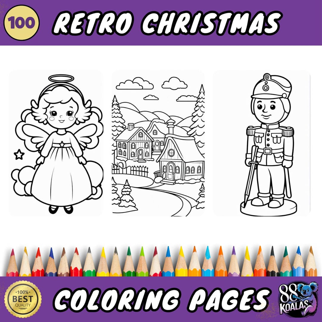 100+ Retro Christmas Coloring Pages, Cute Fun for Kids + Adults ...
