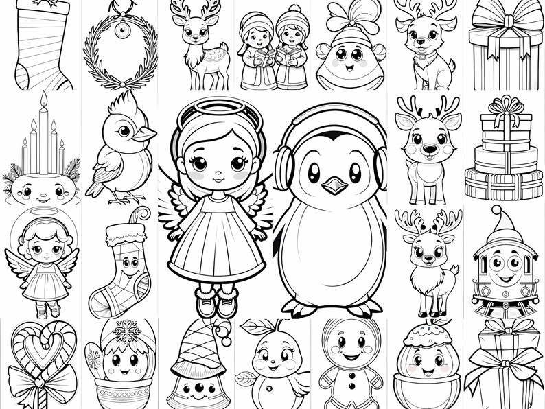 100+ Kawaii Christmas Coloring Pages, Cute Fun for Kids + Adults ...