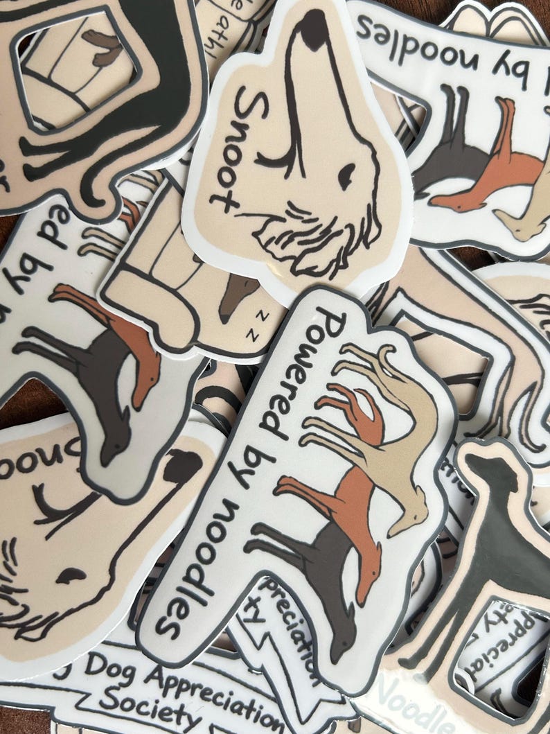 Noodle Dog Stickers – Sighthound, Greyhound, Whippet, Lurcher. Dog ...