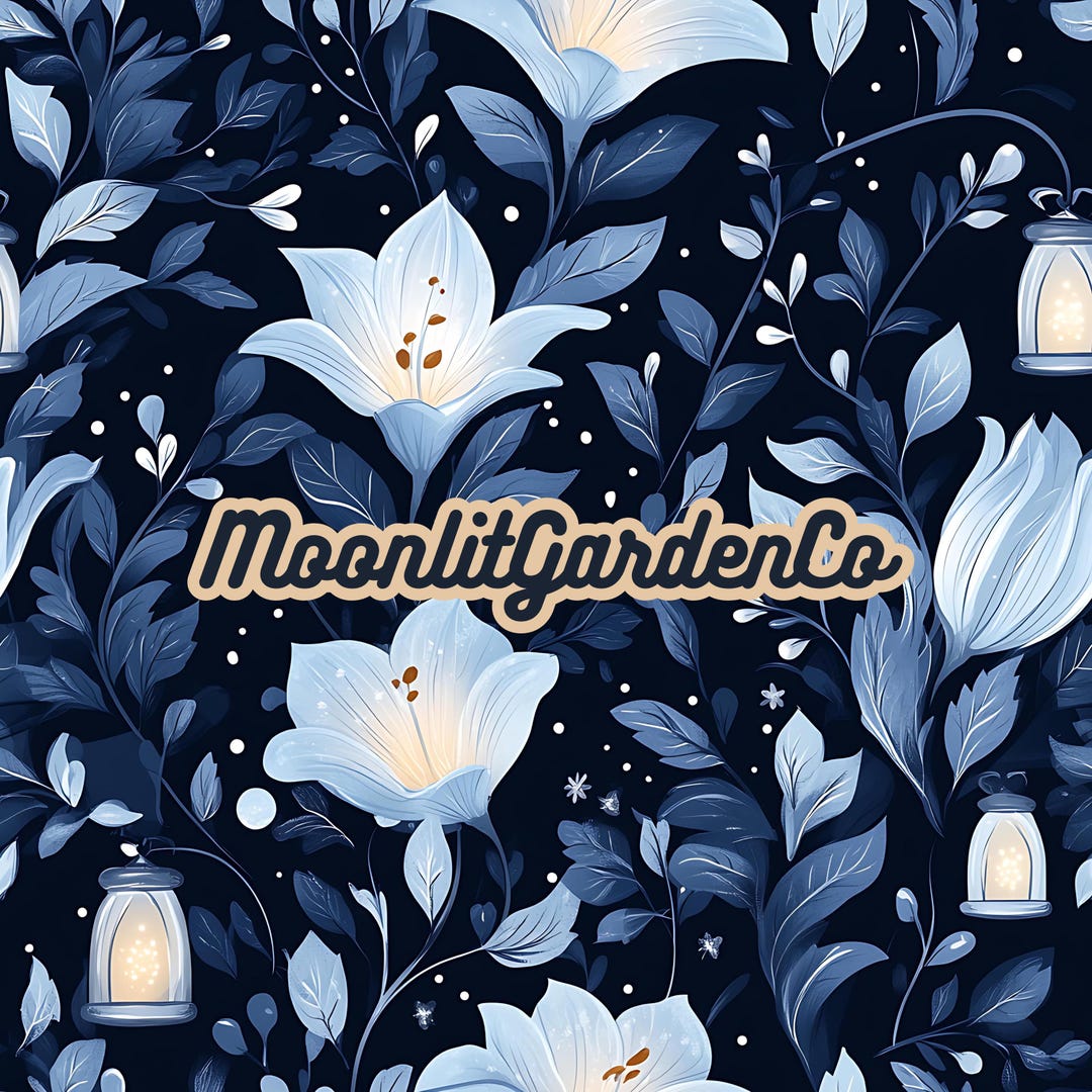 Lotus Night Garden Seamless Pattern, Lotus Lanterns Seamless Pattern, Night Garden Pattern ...