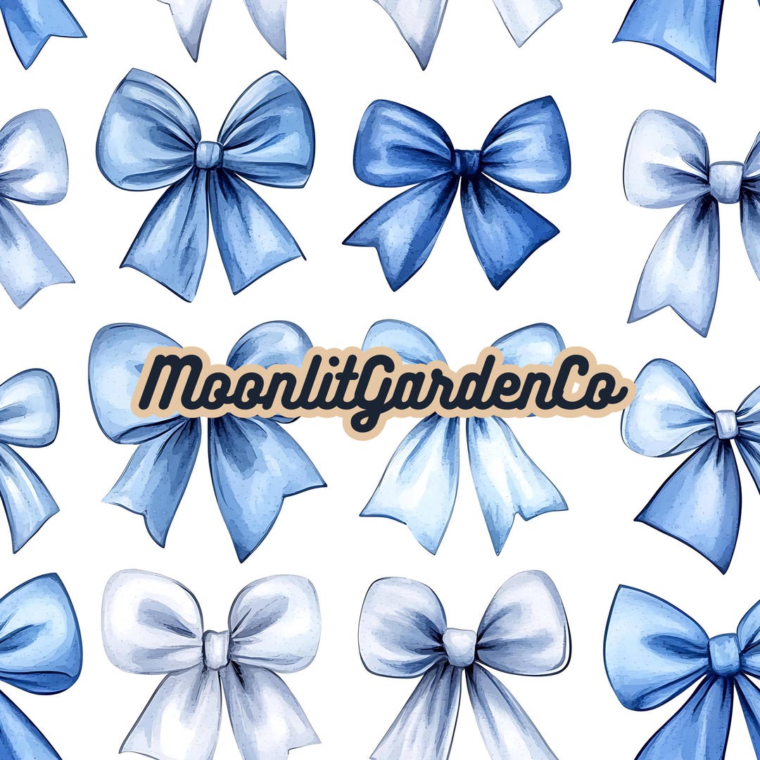 Seamless Watercolor Blue Bow Pattern for DIY Projects, Wrapping Paper ...