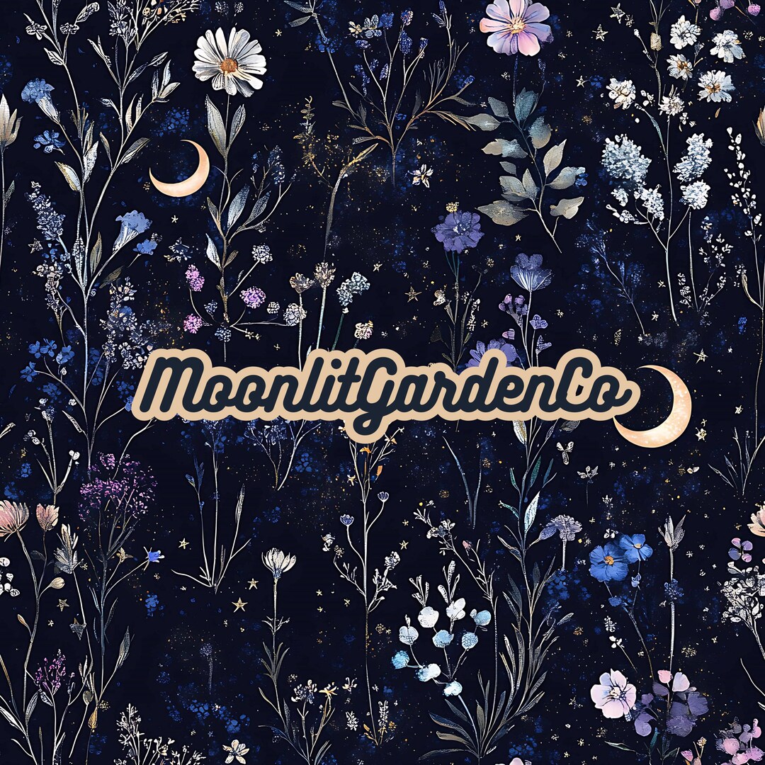 Magical Night Garden Seamless Pattern, Garden Seamless Pattern, Night Garden Pattern, Seamless ...