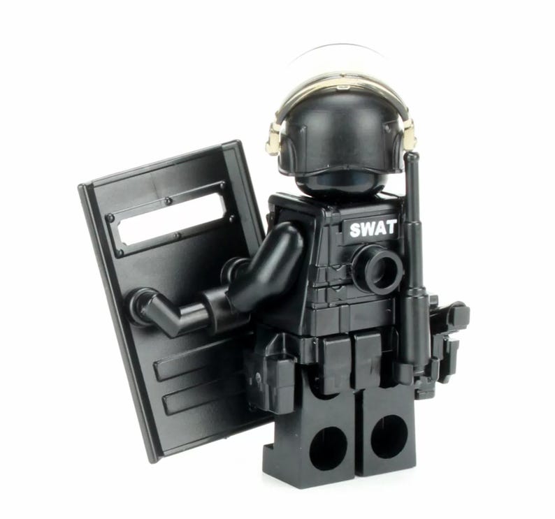 Battle Brick SWAT Riot Control Police Officer Minifigure Made With Real ...