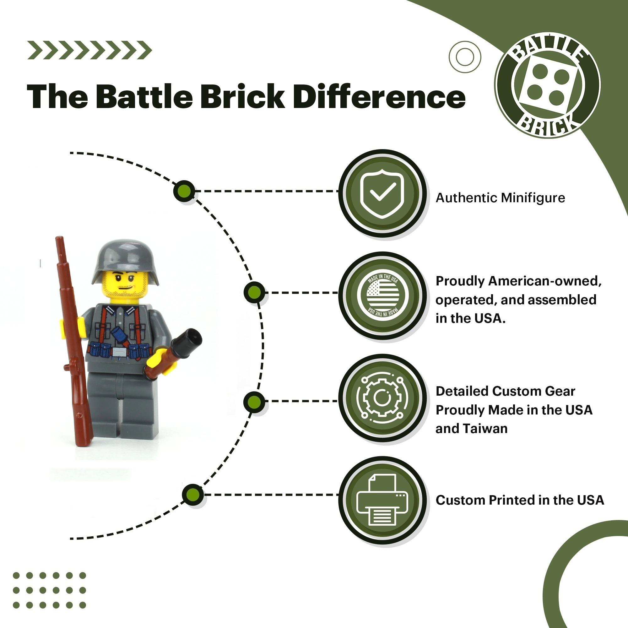 Battle Brick Axis Enemy WW2 Rifleman Soldier WW2 Minifigure Made W ...