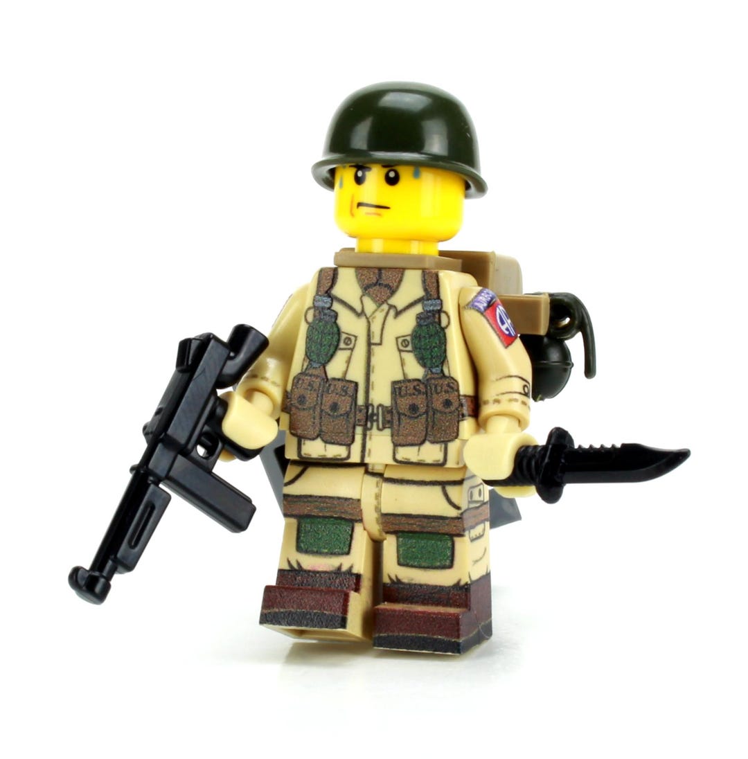Battle Brick Army WW2 82nd Airborne Paratrooper Minifig Made W/ Real ...