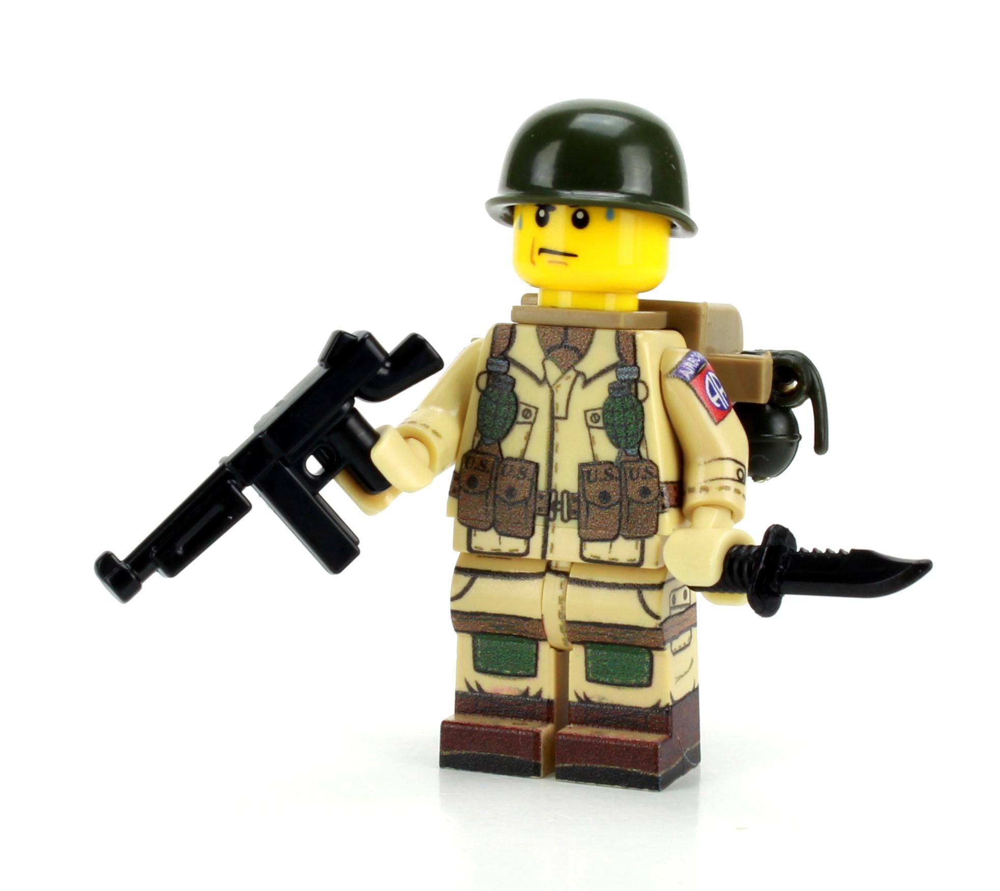 Battle Brick Army WW2 82nd Airborne Paratrooper Minifig Made W/ Real ...