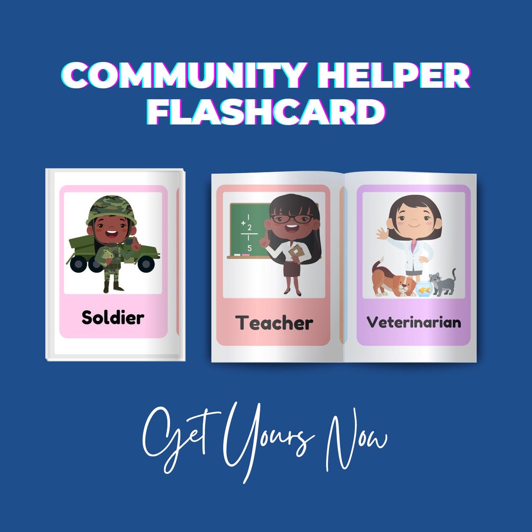 Printable Community Helpers Flashcards: Preschool Learning Cards (PDF ...
