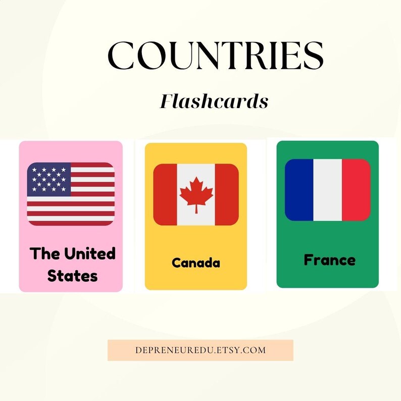 Printable Country Cards for Kids, Geography Flashcards, Educational ...