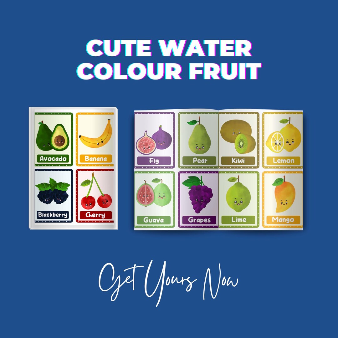 Watercolor Fruit Flashcards: Kids Learning Cards (digital Download, PDF ...