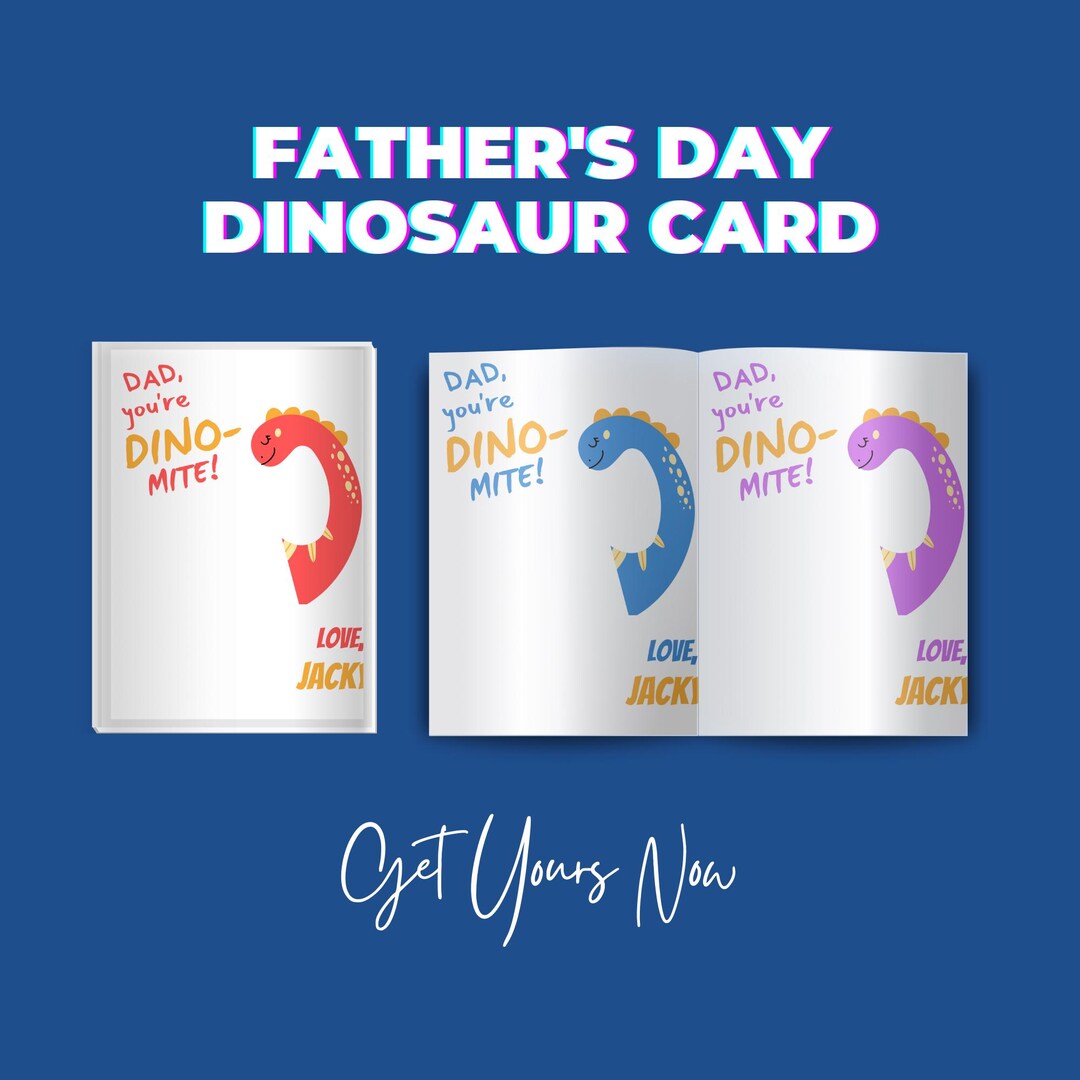 Fathers Day Dinosaur Card Printable PDF Dino-mite Dad Gift Kids ...
