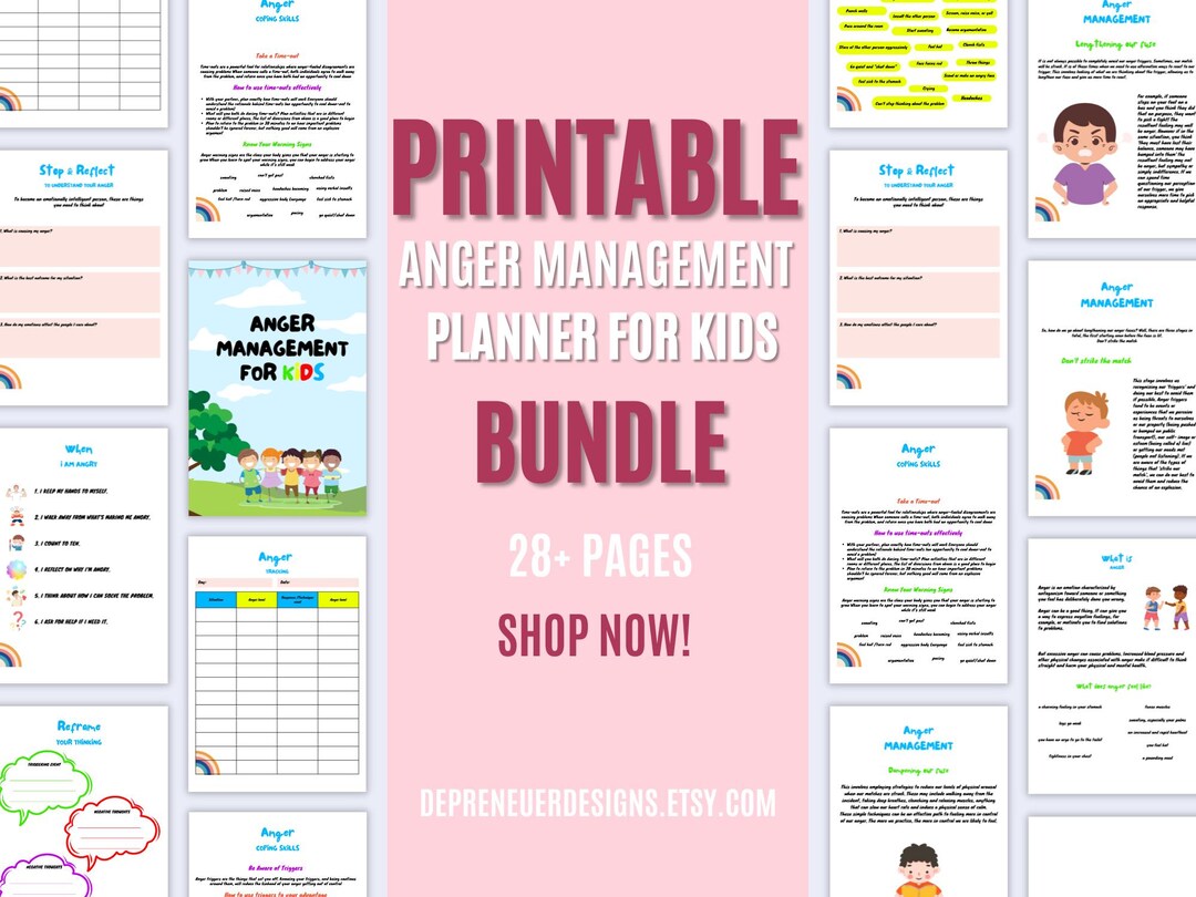 ANGER MANAGEMENT PLANNER for Kids, Digital Anger Management Journal for ...
