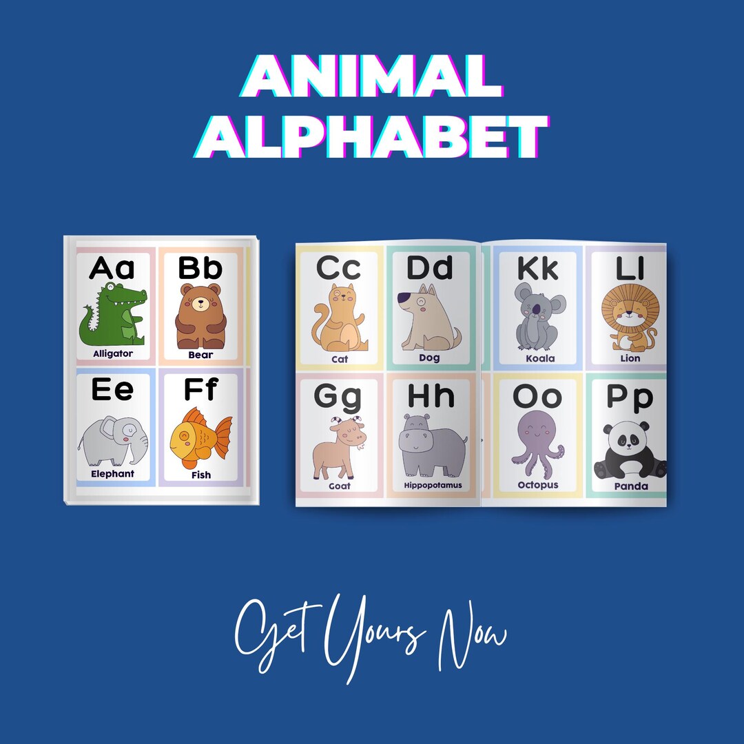 Animal Alphabet Flashcards: A-Z Printable Learning Cards (PDF Download ...