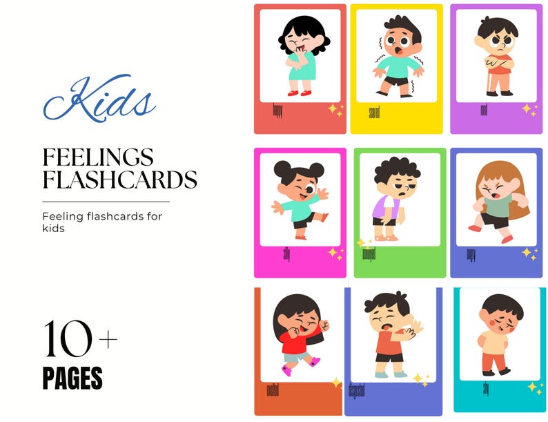 Feelings Chart for Kids, Emotions Poster Kids, Printable Kids Emotions ...
