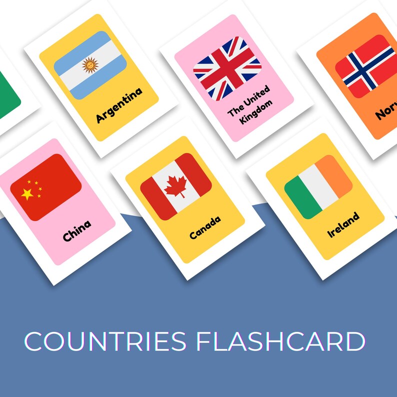 Printable Country Flashcards for Kids: Geography Learning Cards (PDF ...