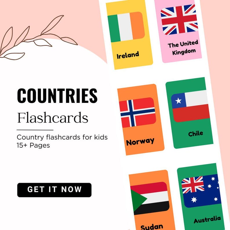 Printable Country Cards for Kids, Geography Flashcards, Educational ...