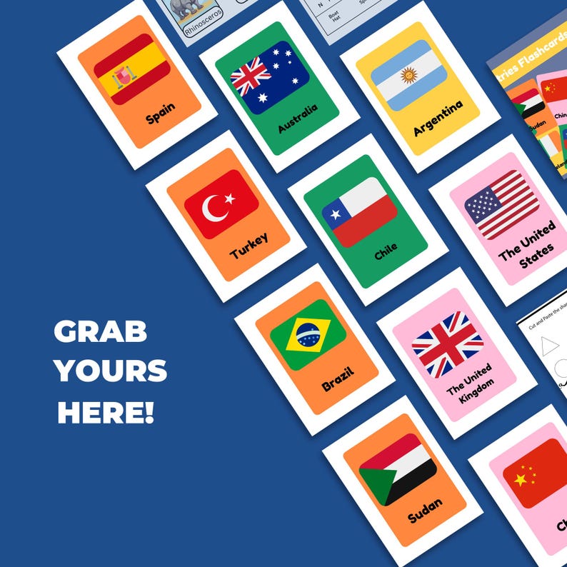 Printable Country Flashcards for Kids: Geography Learning Cards (PDF ...