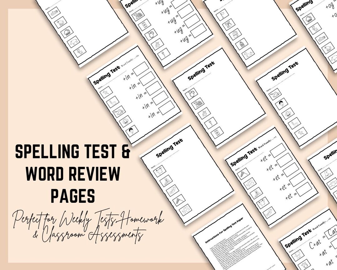 Spelling Test Paper for Kids | Printable Spelling Words Worksheet ...