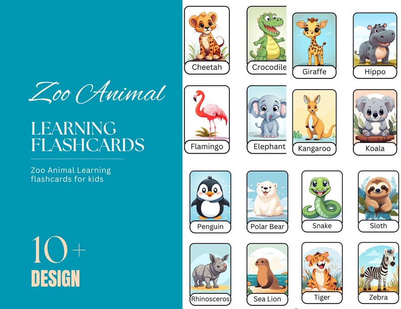 Printable Zoo Animal Flashcards, Main Card 871 Flashcard Pack, Learn ...