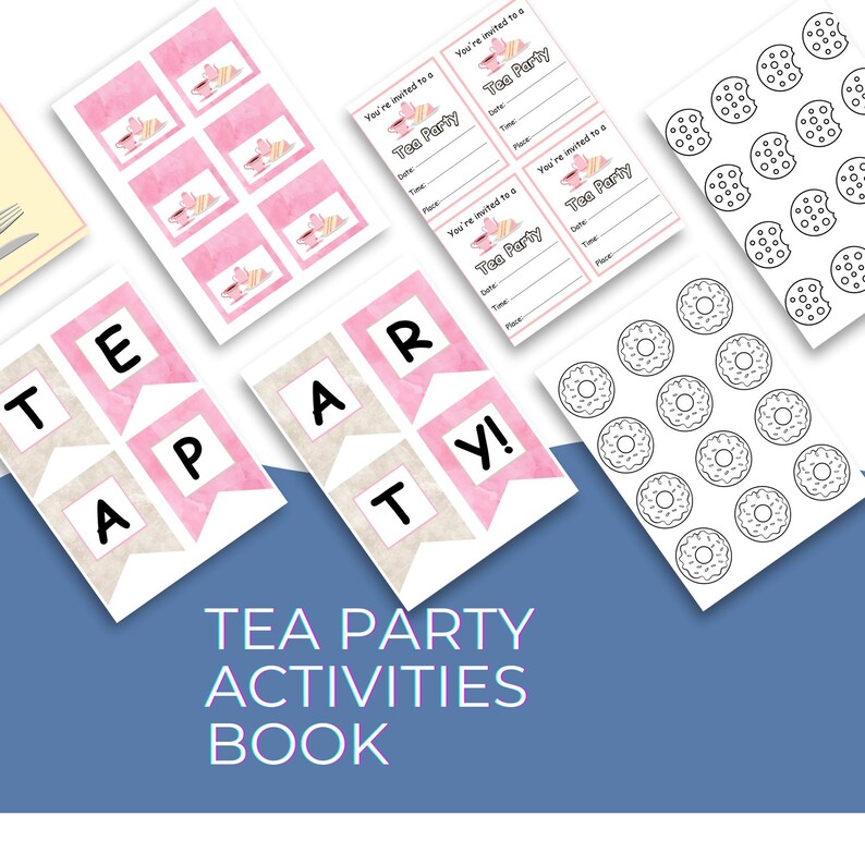 Tea Party Pretend Play Printable PDF Kids Activity Set Invitations Menu ...