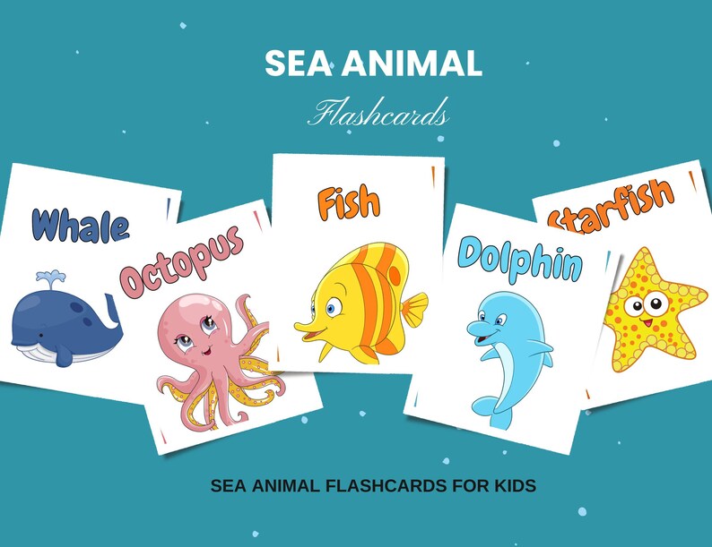Printable Kids Sea Animals Flashcards | Ocean Animal Flash Cards ...