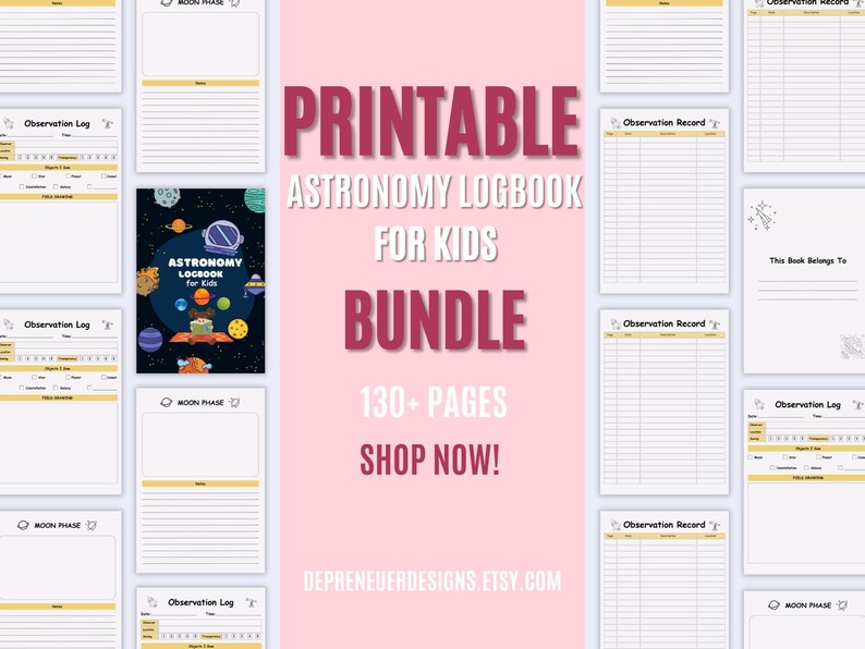 PRINTABLE ASTRONOMY LOGBOOK for Kids, Digital Astronomy Journal for ...