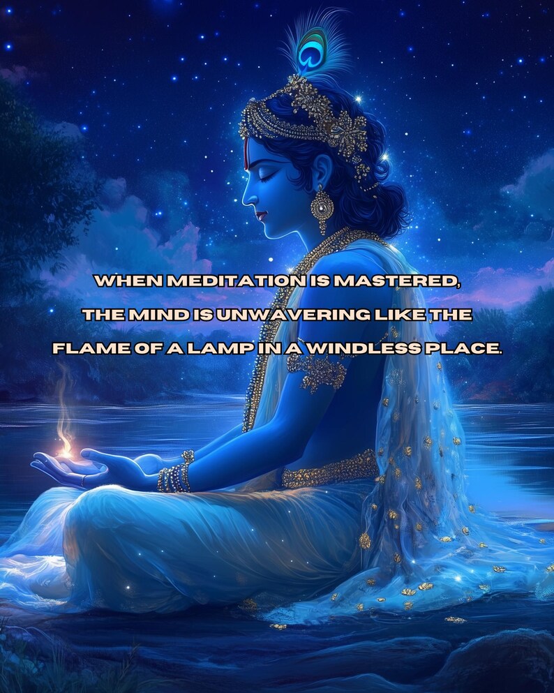 The Flame of Inner Freedom - Krishna Meditation Art Print - Spiritual ...