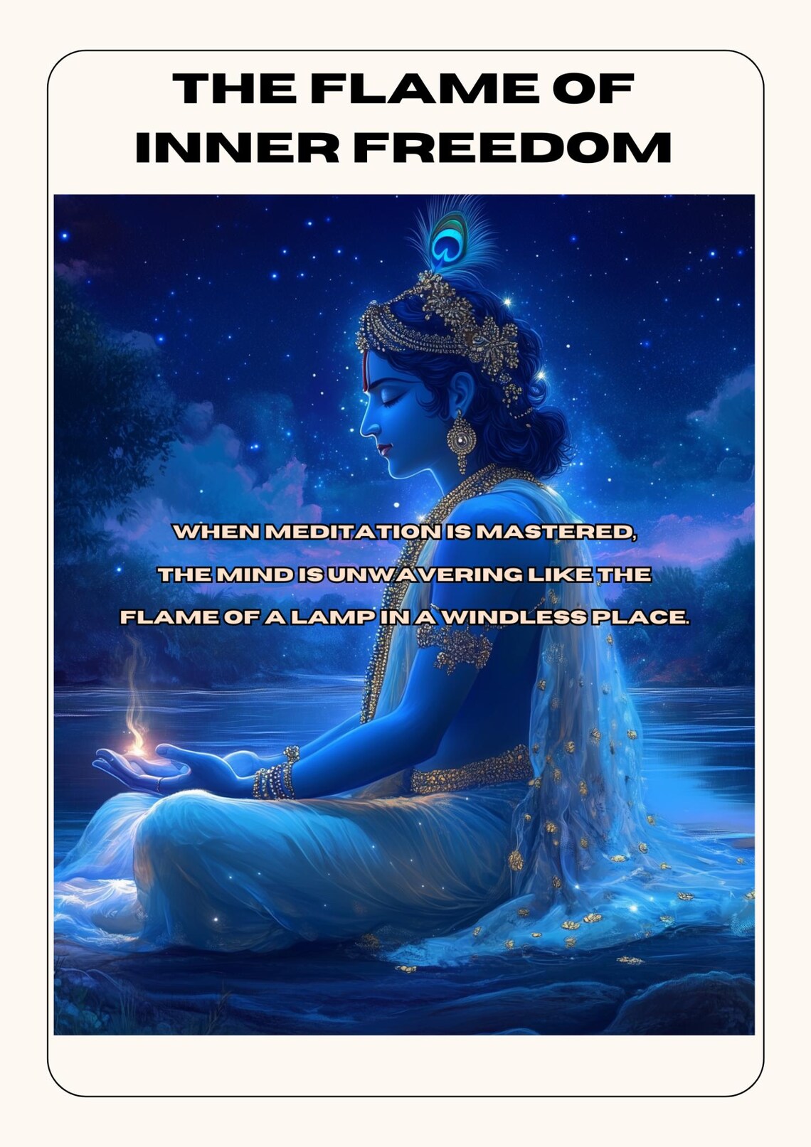 The Flame of Inner Freedom - Krishna Meditation Art Print - Spiritual ...
