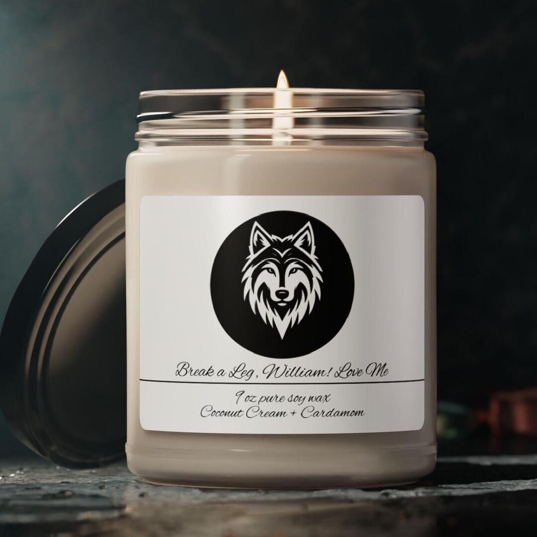 Unique Wolf-themed Design Candle | Personalized Message Gift | 9oz Soy ...