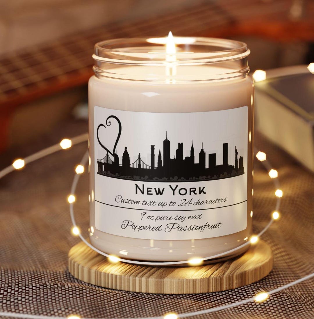 Personalized Text NYC Scented Candle | New York Skyline Soy Candle Gift ...