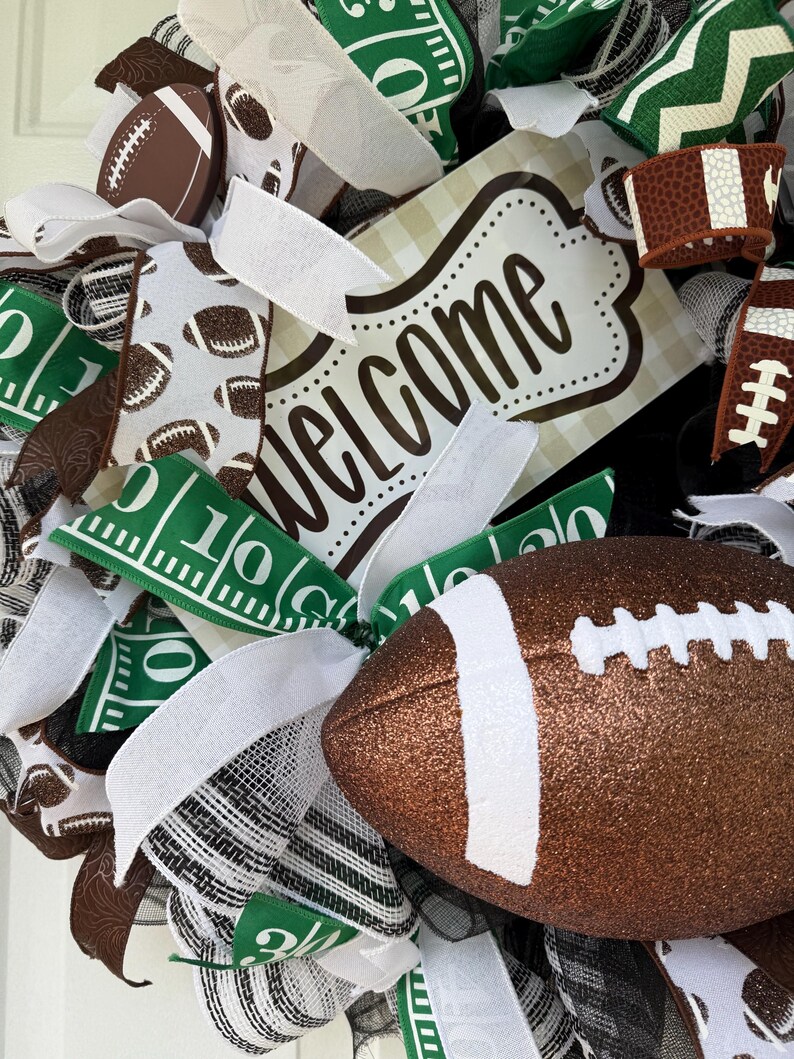 Football Welcome Wreath | Mesh Door Wreath With Ribbons | Game Day ...