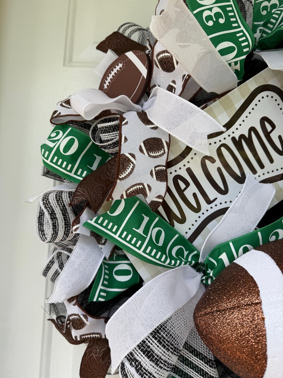 Football Welcome Wreath | Mesh Door Wreath With Ribbons | Game Day ...