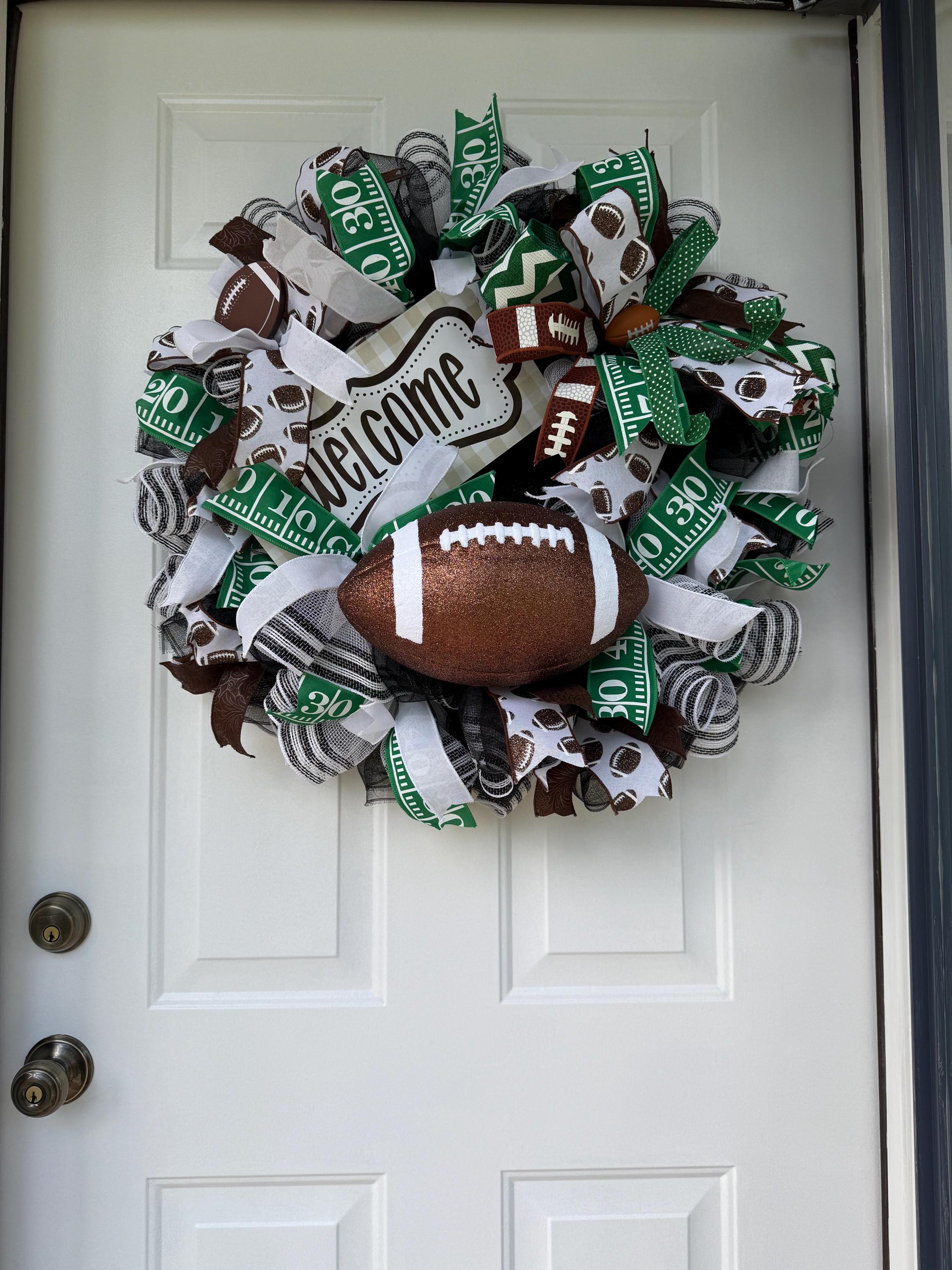 Football Welcome Wreath | Mesh Door Wreath With Ribbons | Game Day ...
