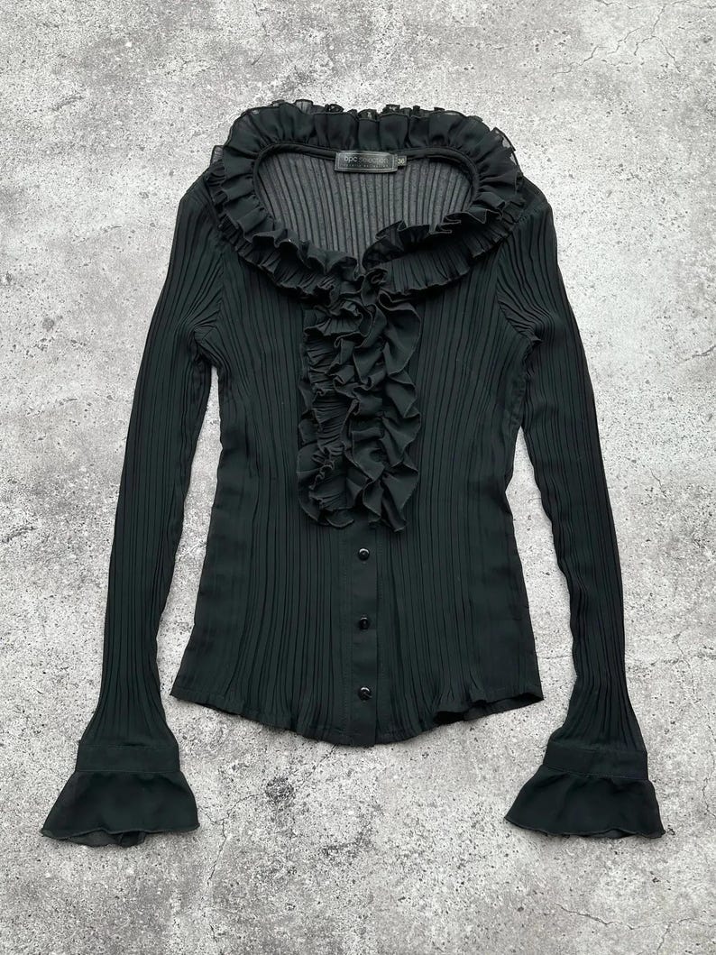 Vintage Mesh Plisse Blouse - Etsy
