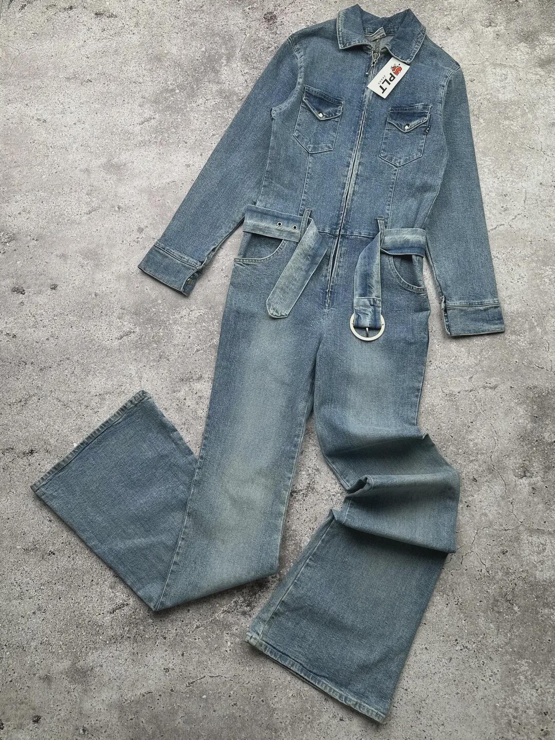Vintage Denim Flare Faded Overalls - Etsy