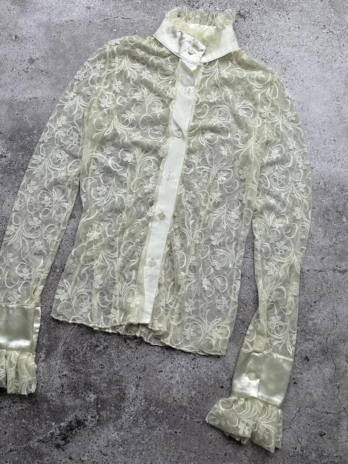 Vintage Lace Mesh Blouse - Etsy