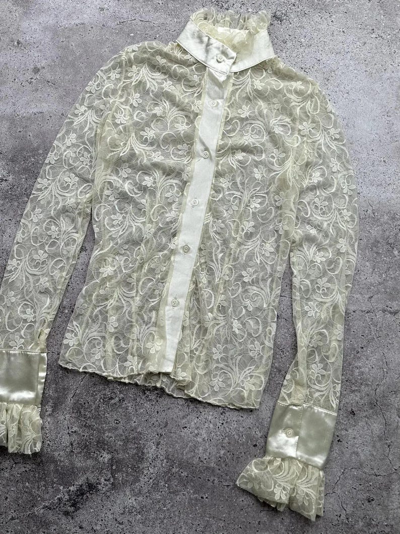 Vintage Lace Mesh Blouse - Etsy