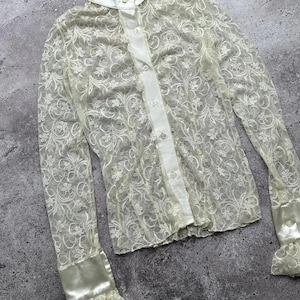 Vintage Lace Mesh Blouse - Etsy