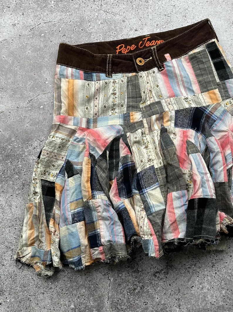 Vintage Lush Patchwork Mini Skirt - Etsy