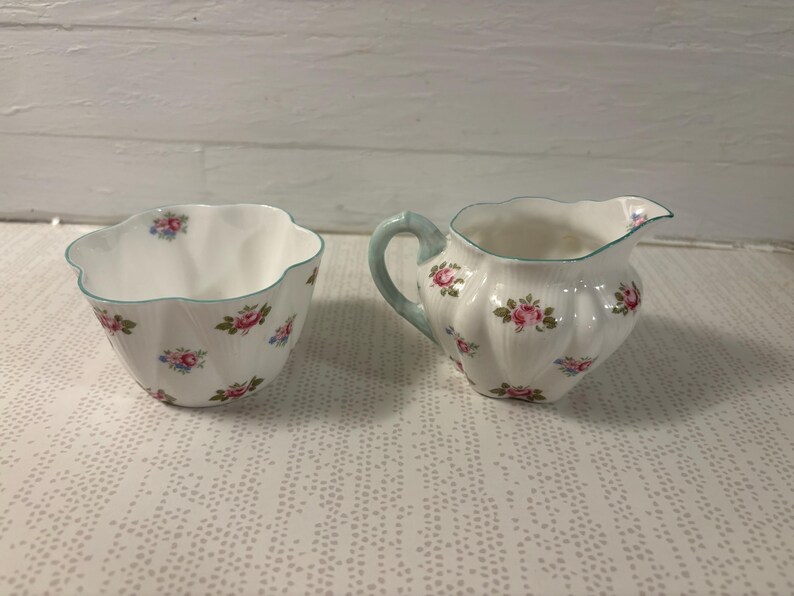 Antique Shelly Bone China Rosebud Cream and Sugar - Etsy