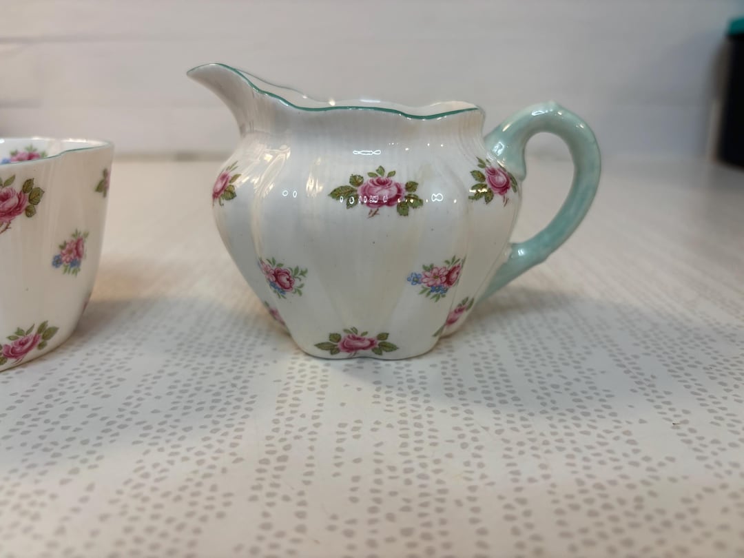 Antique Shelly Bone China Rosebud Cream and Sugar - Etsy