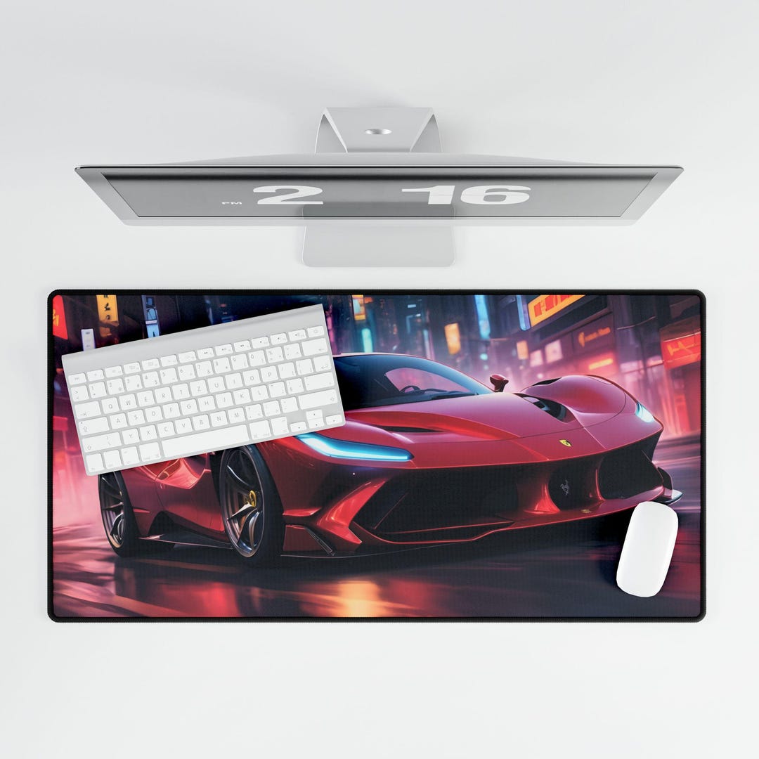 Ferrari SF90 Mousepad: Cyberpunk Red Supercar Desk Mat - Etsy