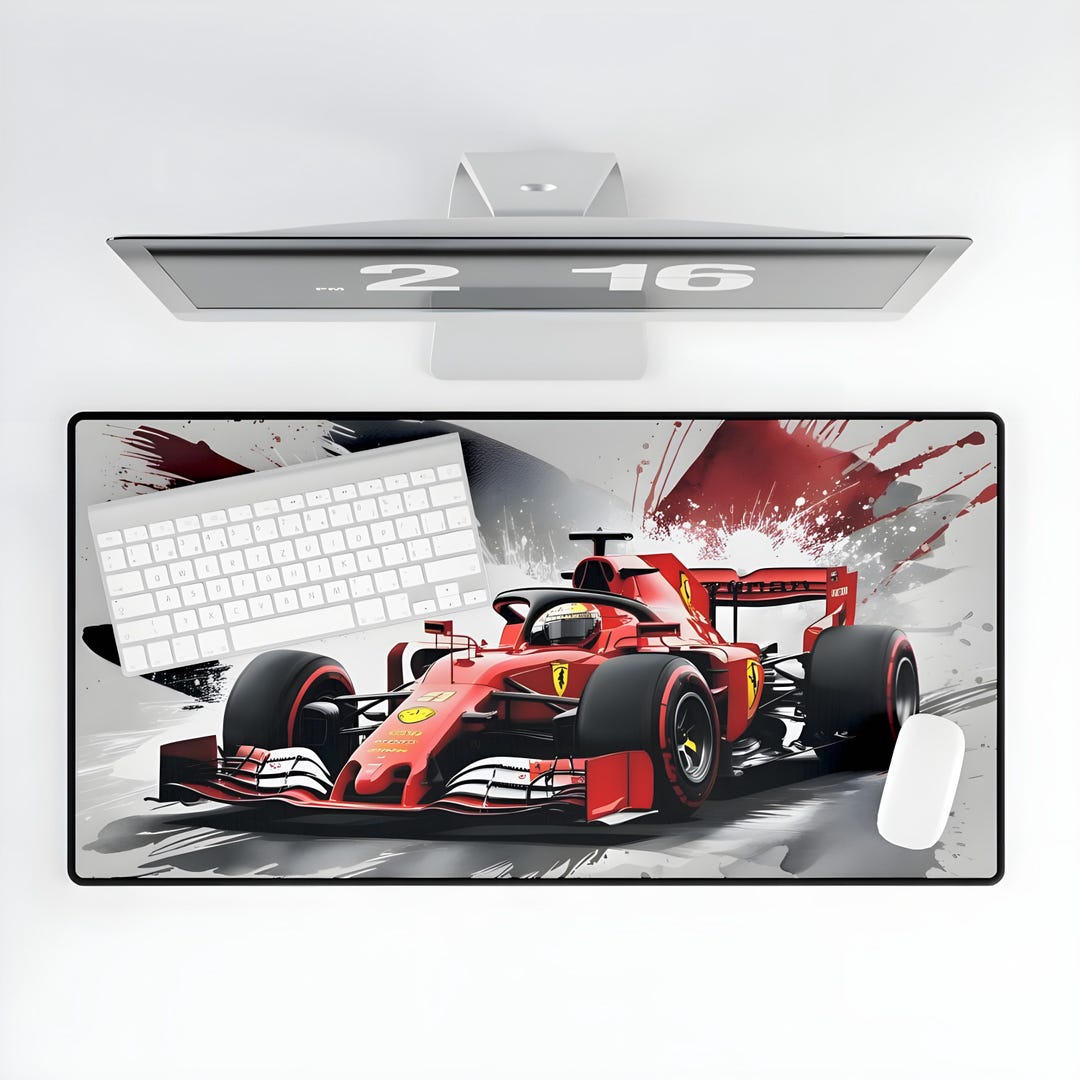 Ferrari Racing Desk Mat: Red & White Formula 1 Mousepad - Etsy
