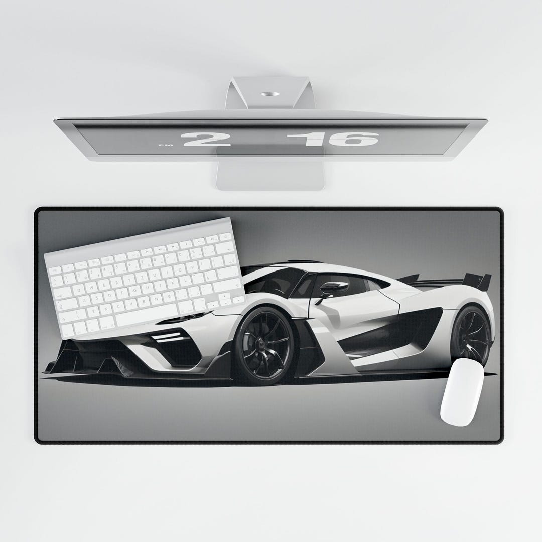 Apollo IE Desk Mat, Black and White Car Mousepad, Sports Car Desk Pad ...