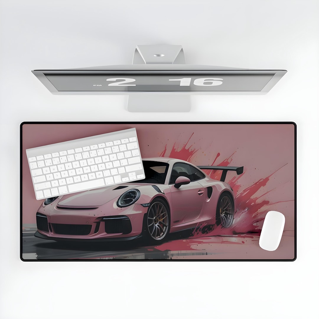 Pink Porsche 911 GT3 Mousepad: Paint Splash Desk Mat - Etsy