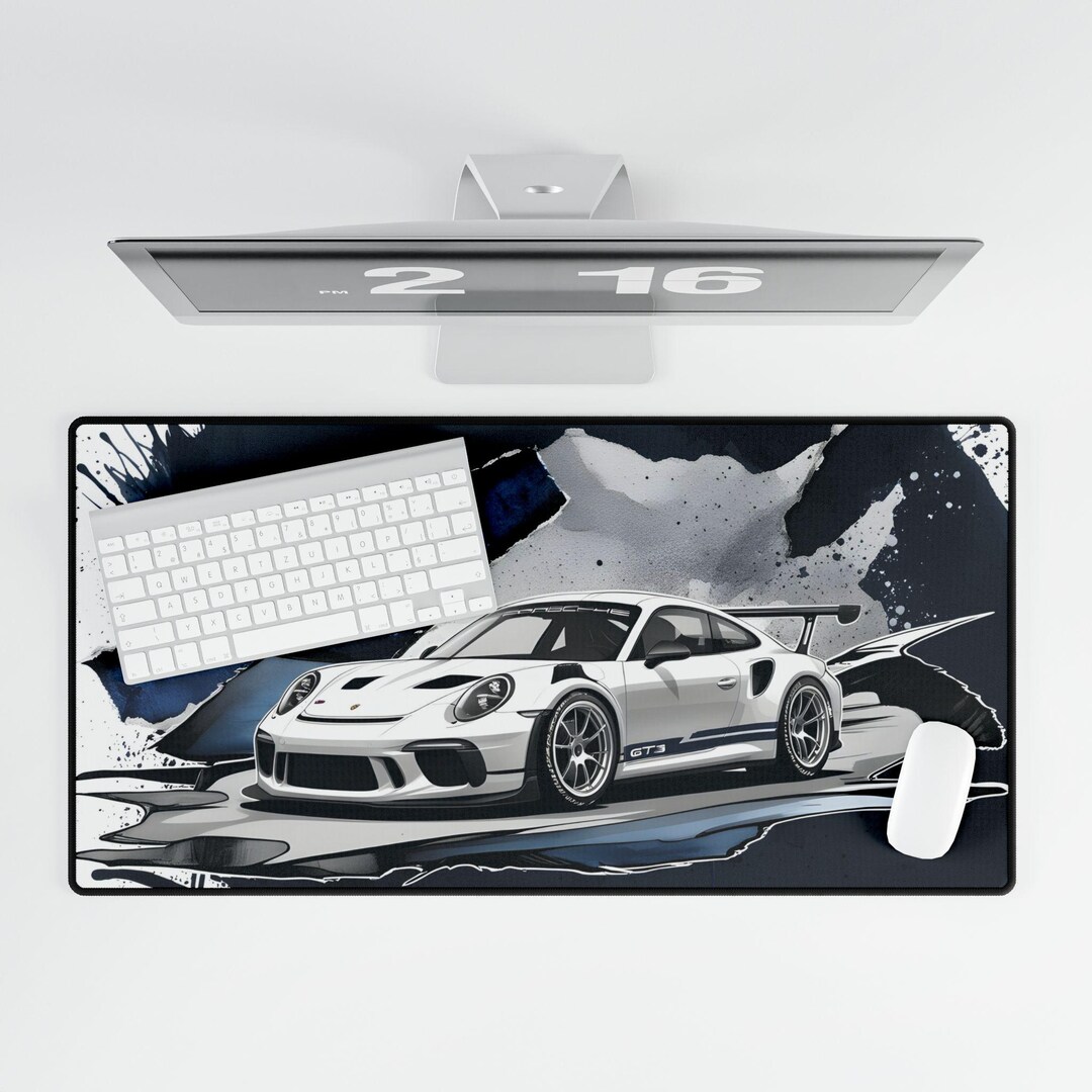 Porsche 911 GT3 Mousepad Design, Blue and White Cartoon Background ...