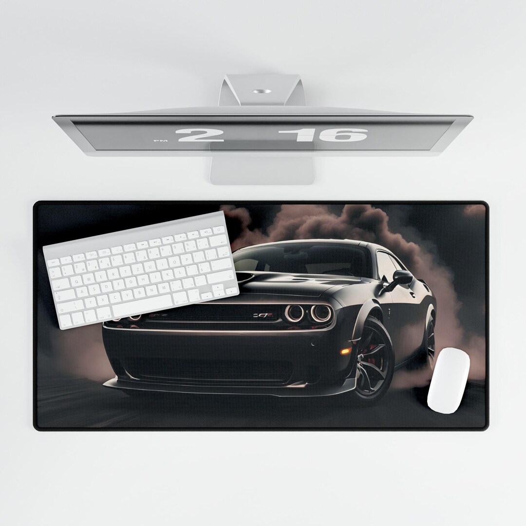 Race Car Desk Mat, Scary Dodge Challenger Mousepad, Fast Car Decor ...