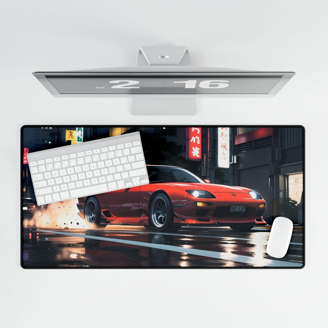 Mazda RX7 Desk Mat, Anime Tokyo Drift Mousepad, Bright Colors, Cool ...