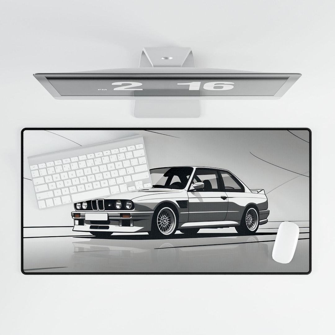 Classic BMW E30 Desk Mat, Car Mouse Pad for Sports Car Enthusiasts ...