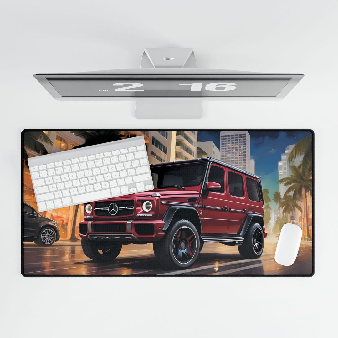 Luxury Car Desk Mats - Red Mercedes G-wagon Illustration Design, Desk ...