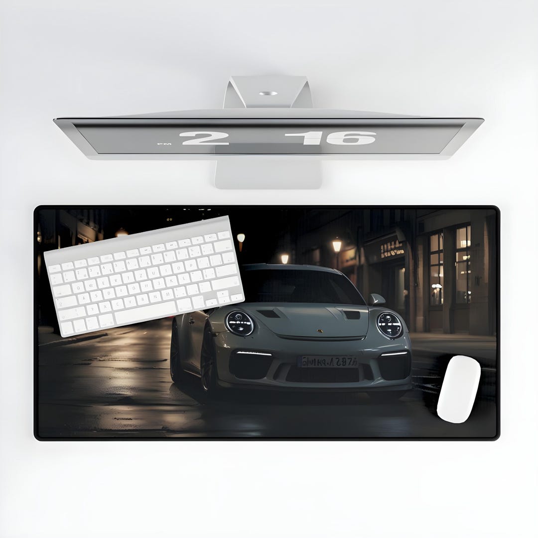 Porsche 911 Desk Mat, White Porsche GT3, Car Lover Gift, Mousepad for ...